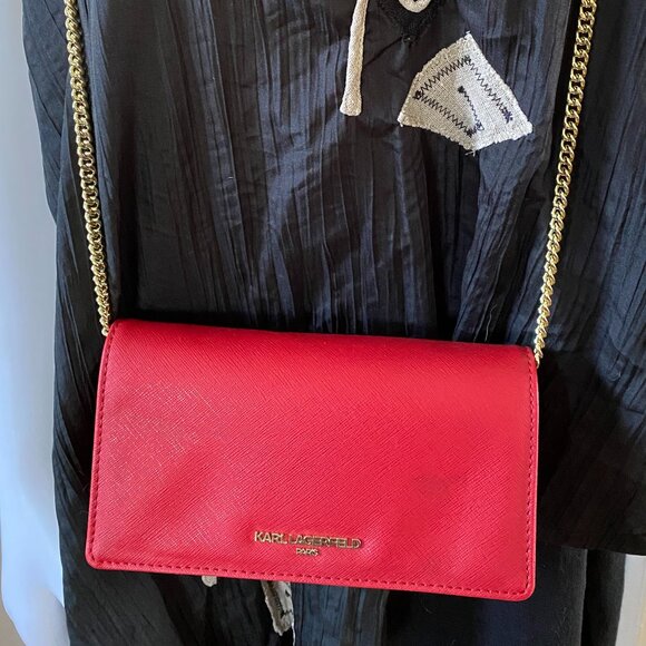 Karl Lagerfeld | Bags | Karl Lagerfeld Red Shoulder Bagcross Body Bag ...